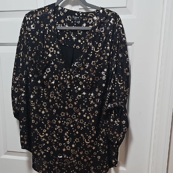 torrid | Tops | Torrid Harper Black And Metallic Gold Star Print Womens ...
